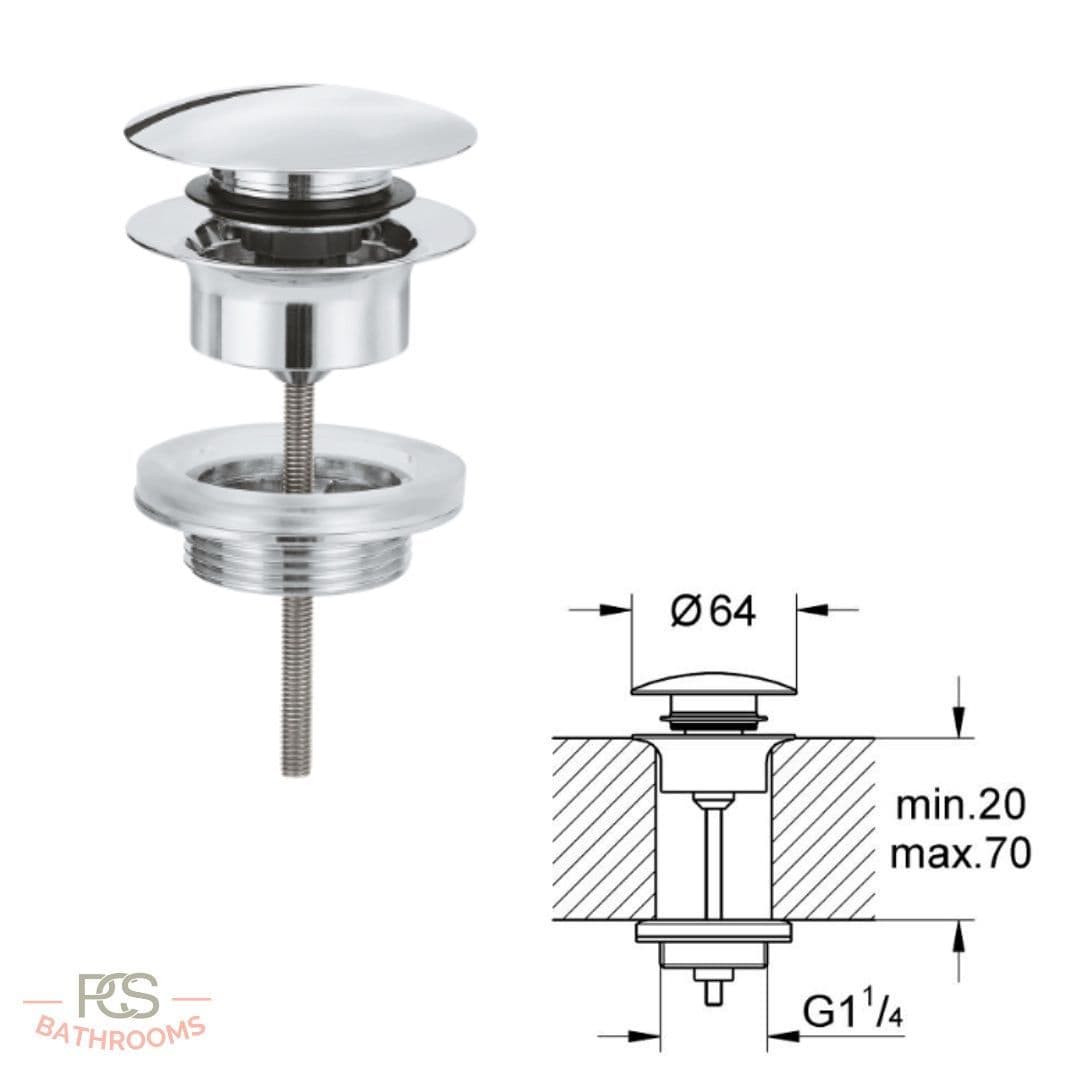 Grohe Pop-Up Waste Set - Chrome - Model 65807000