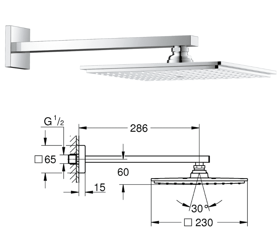 Grohe Rainshower Allure 210 Shower Head Set - Model 26054000