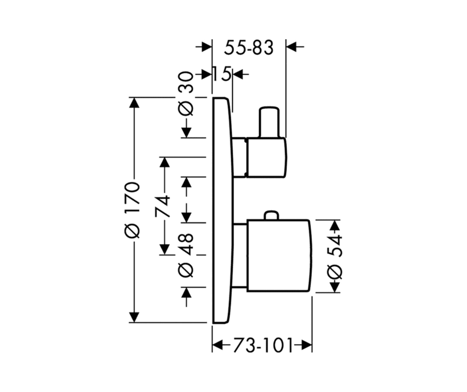 Hansgrohe 15701000 Thermostatic Mixer With Shut Off