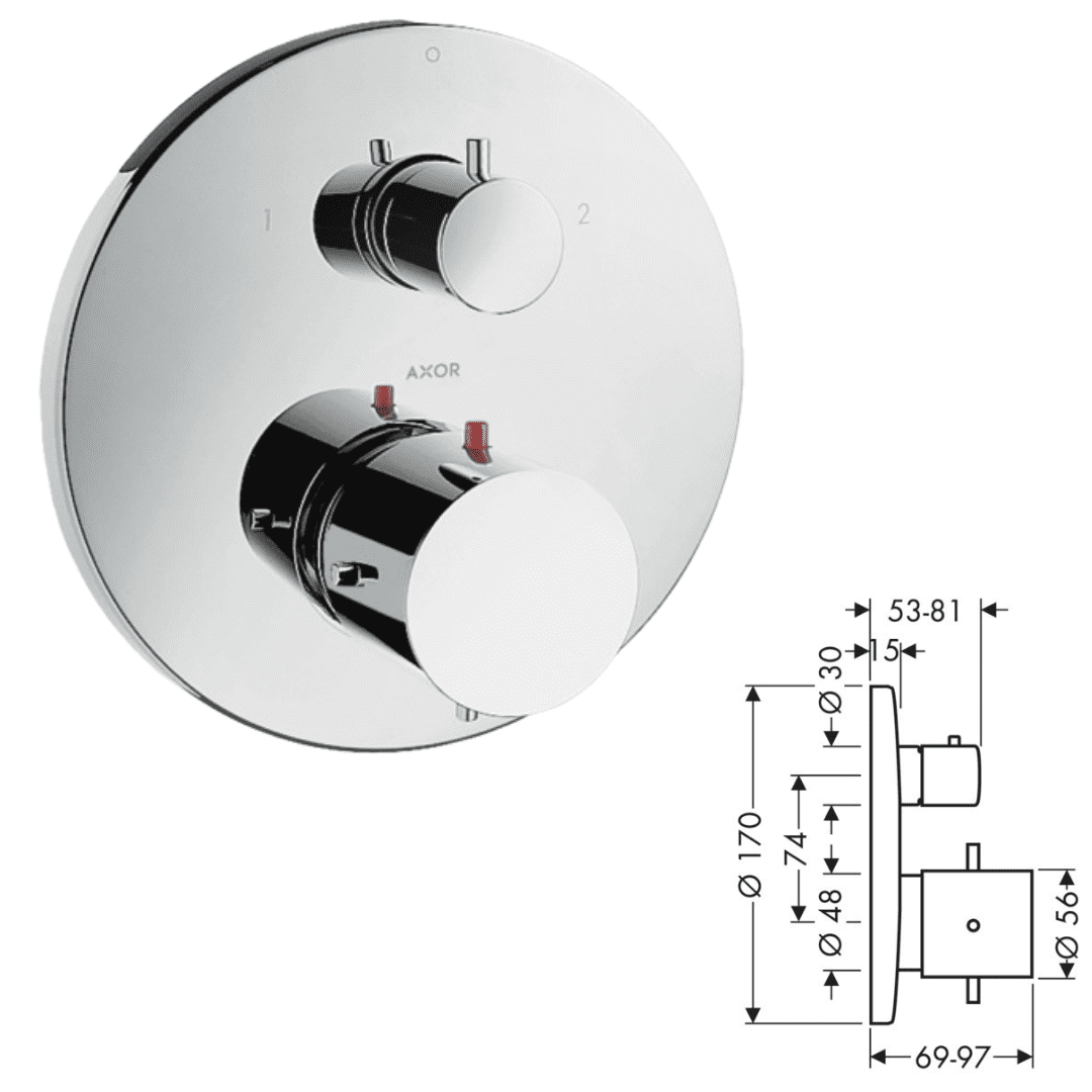 Hansgrohe Axor Starck Thermostatic 1 Way Mixer Finish Set - Model 10700000