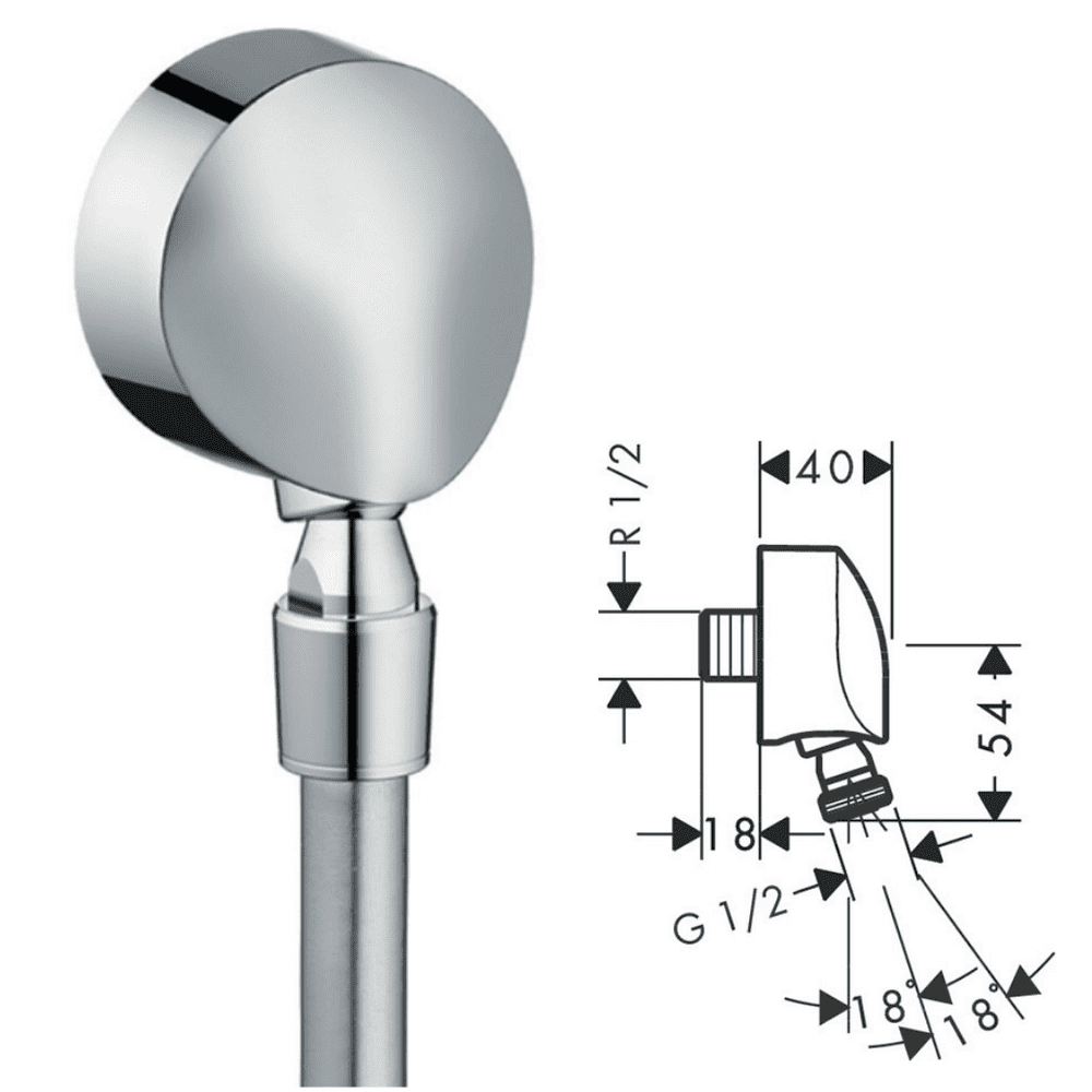 Hansgrohe FixFit Wall Outlet E - Chrome - Model 27505000