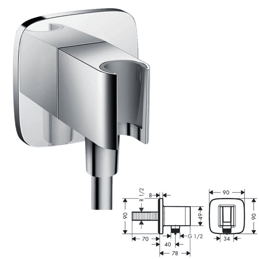 Hansgrohe FixFit Wall Outlet E With Shower Holder - Chrome- Model 26485000
