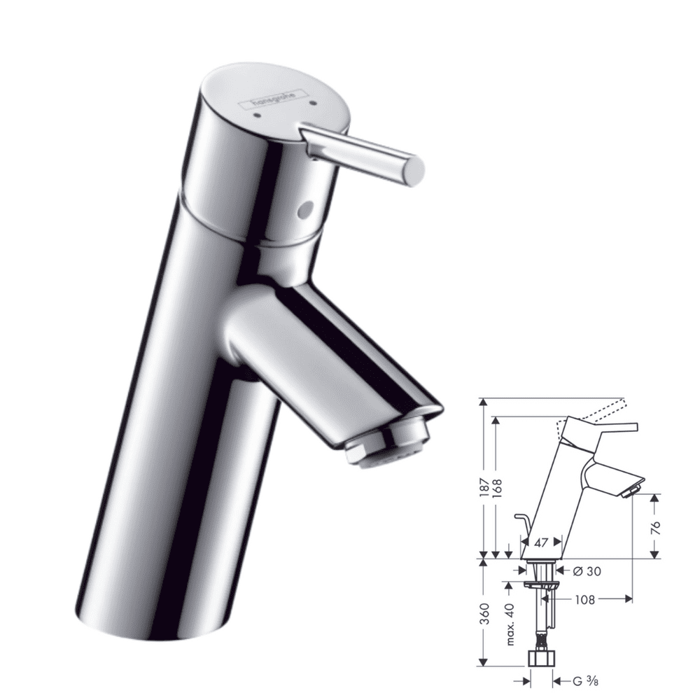Hansgrohe Talis S2 Basin Mixer In Chrome With Pop Up Waste - Model 32040000