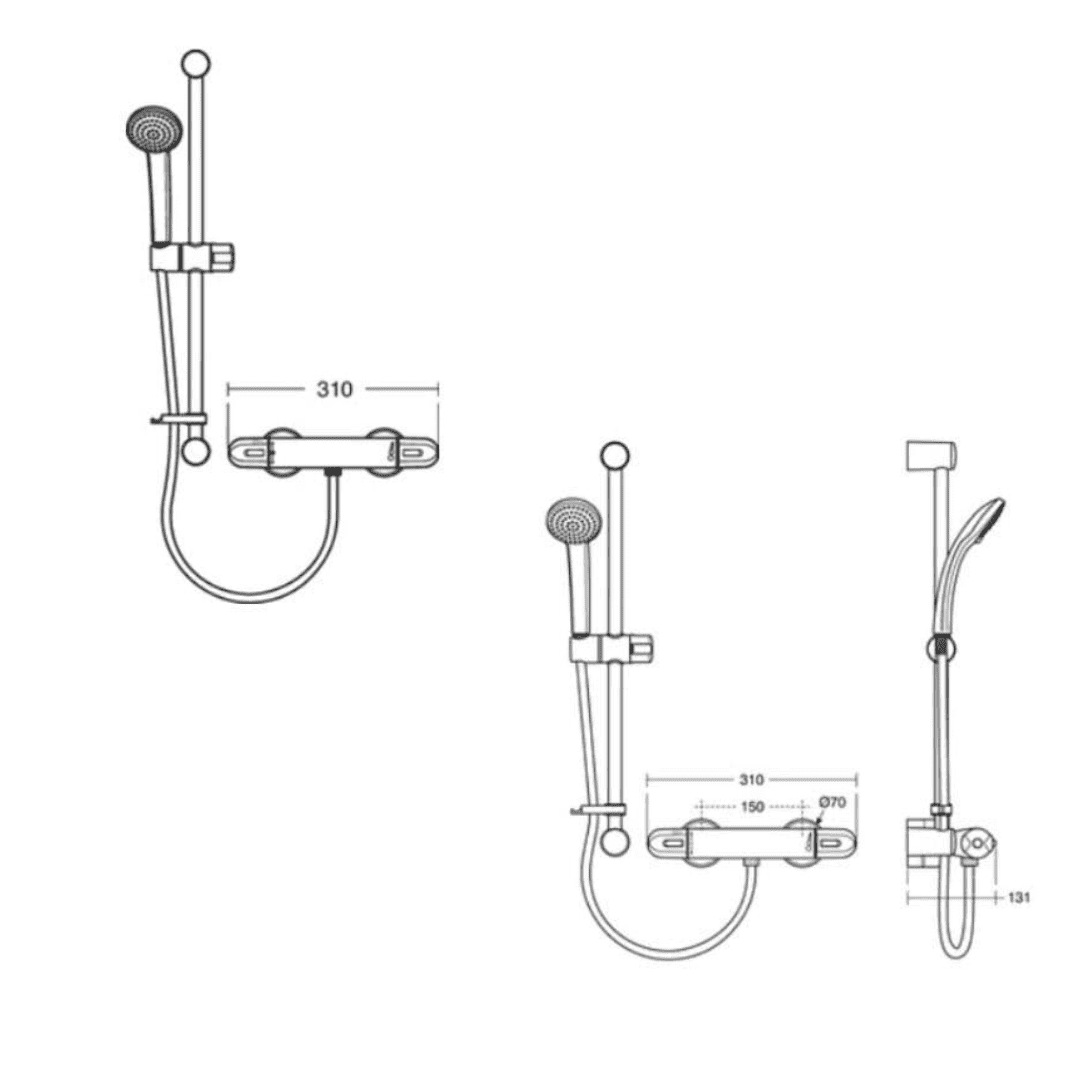 Ideal Standard Alto Ev Shower/ Thermo Pack & Wall Fix Kit Model A5985AA