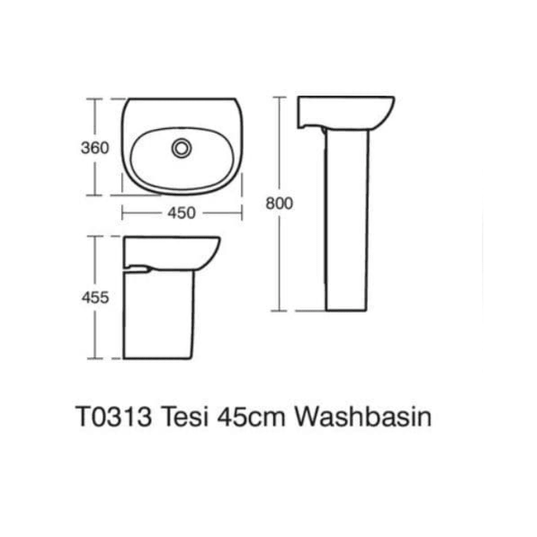 Ideal Standard Tesi Basin 45cm Handwash Basin - 1 Taphole - Model T031301