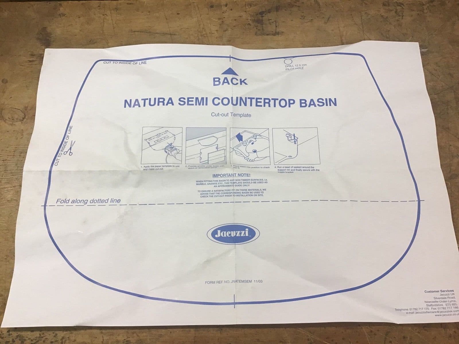 Jacuzzi Natura Semi Recessed Bathroom Basin In White 580mm - JCENAT603
