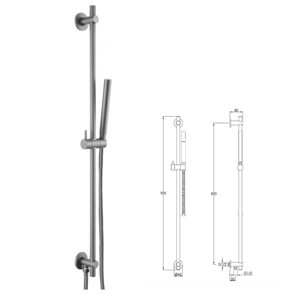 Just Taps Vos Slide Rail Shower Kit With 900mm Rail & Bottom Outlet ...