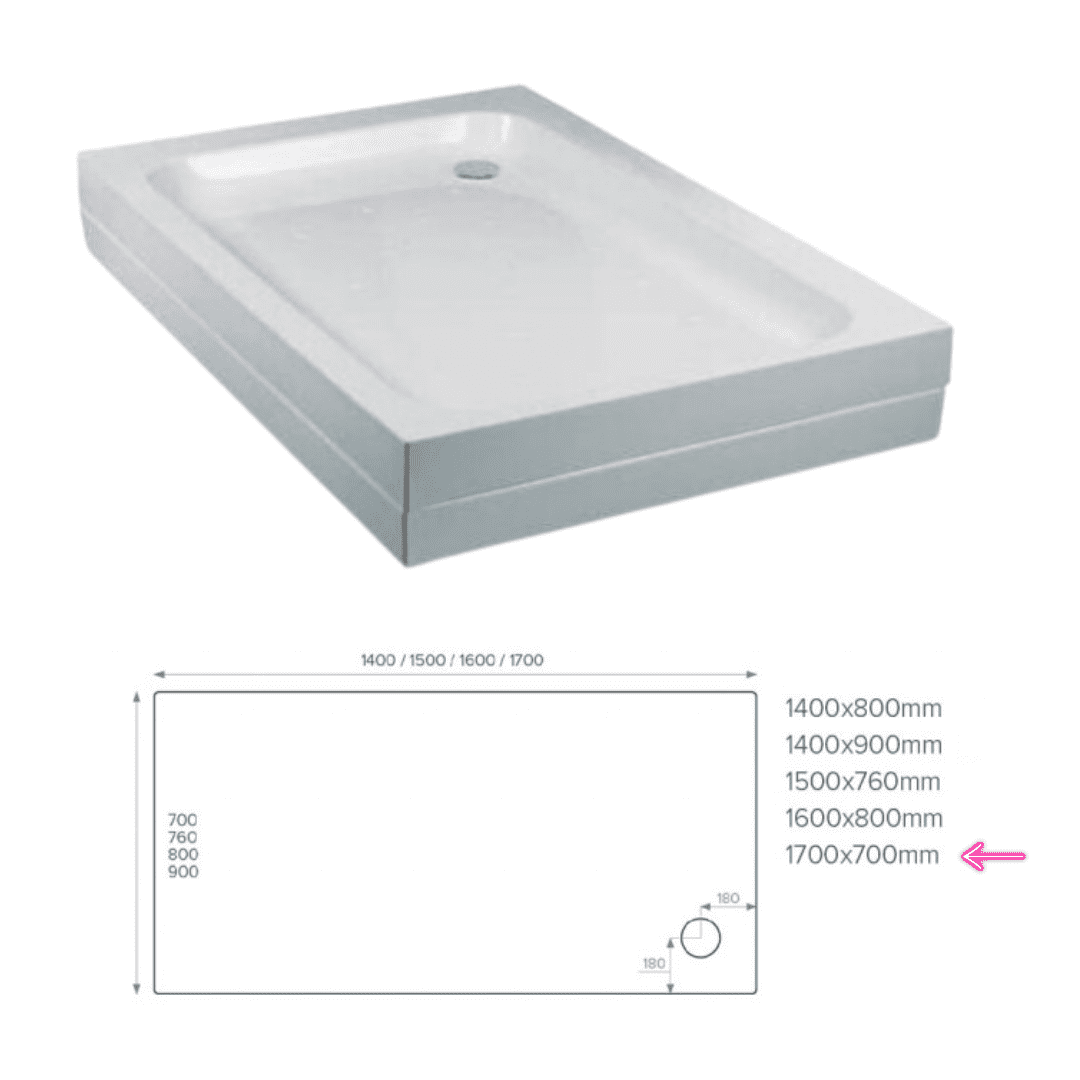 Just Trays Merlin 1000 x 700 Shower Tray - Model Number A1770M100