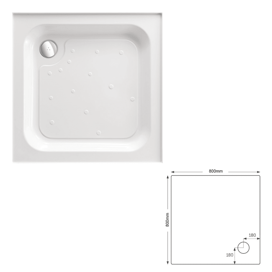 Just Trays Merlin 800 x 800 Shower Tray - Model Number A80M140