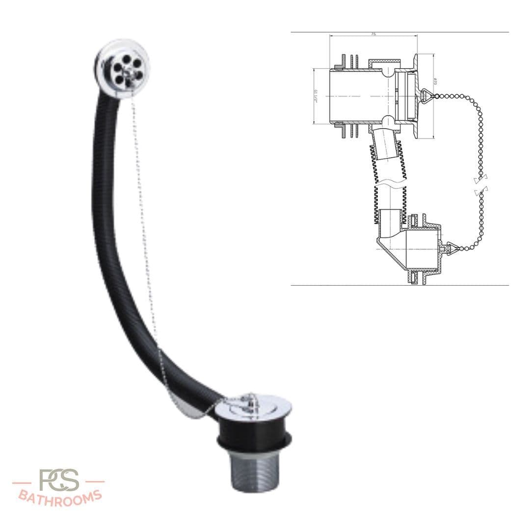 Macdee Chrome Plated Bath Waste With Metal Plug - WHO32CP - No Box