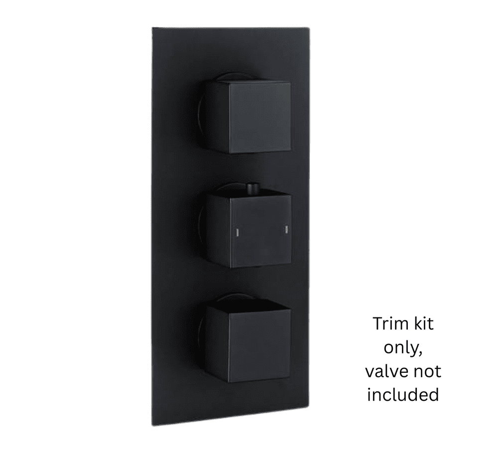 RAK Square Dual Outlet Triple Handle Thermostatic Trim Black Model ...
