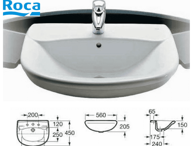 Roca Giralda 1 Tap Semi Recessed Basin - Model 327467-000