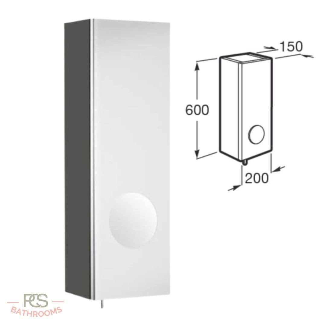 Roca Luna Mirrored Cabinet - 200mm - Right Hand - Anthracite Grey Model ...