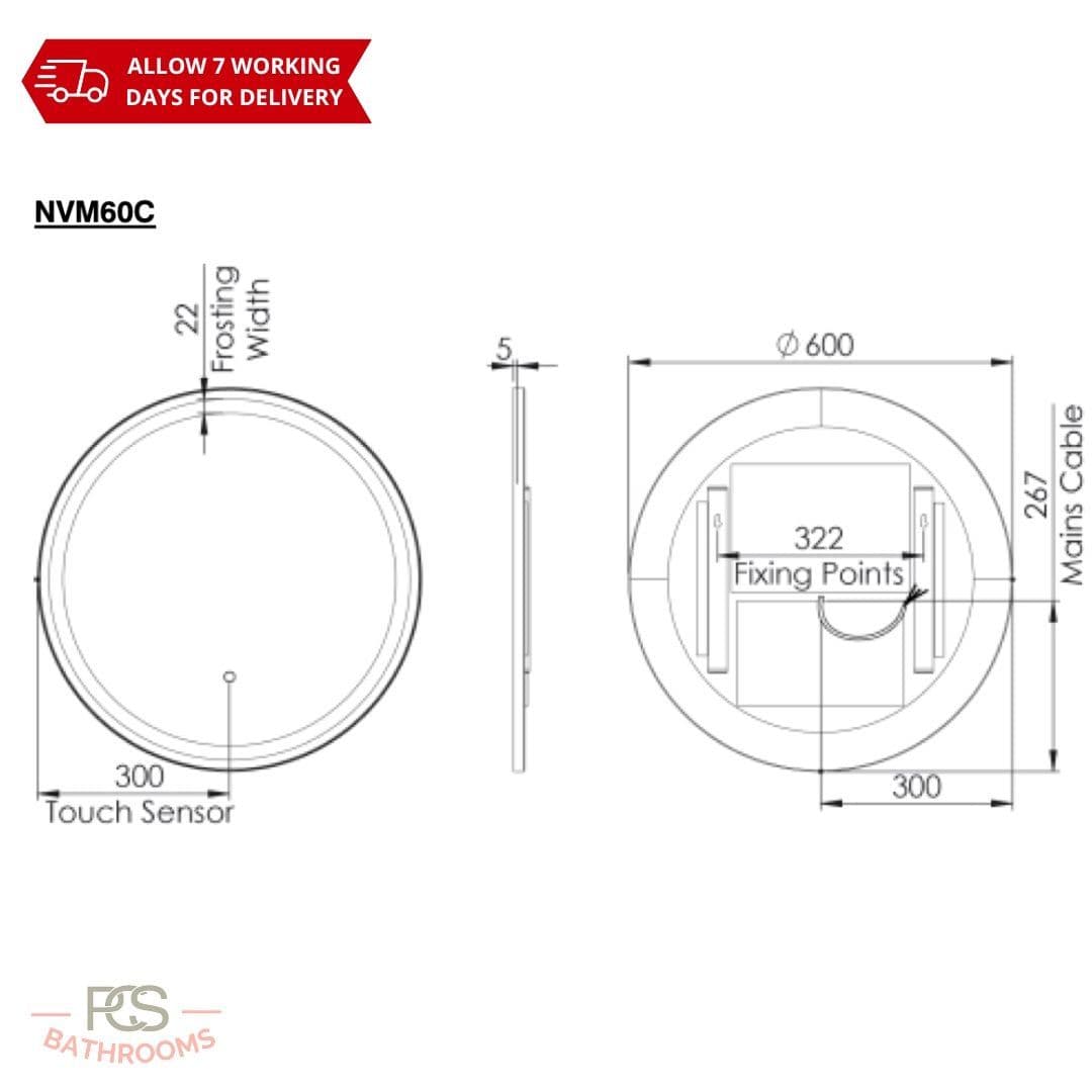 Roper Rhodes R2 Nouveau 600 Illuminated Mirror - Model NVM60C