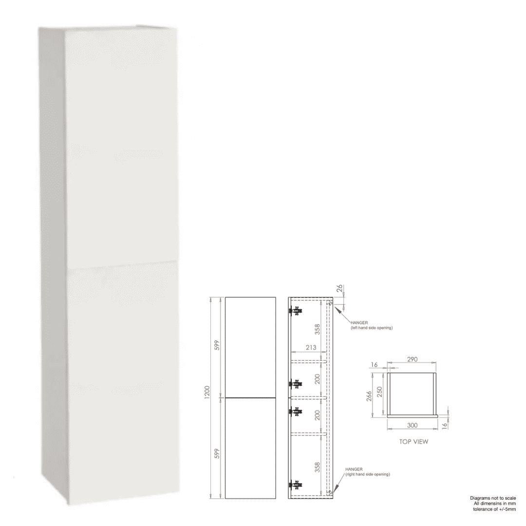 Roper Rhodes R2 Type Wall Column 300wx1200hx265d Gloss White - Model ...