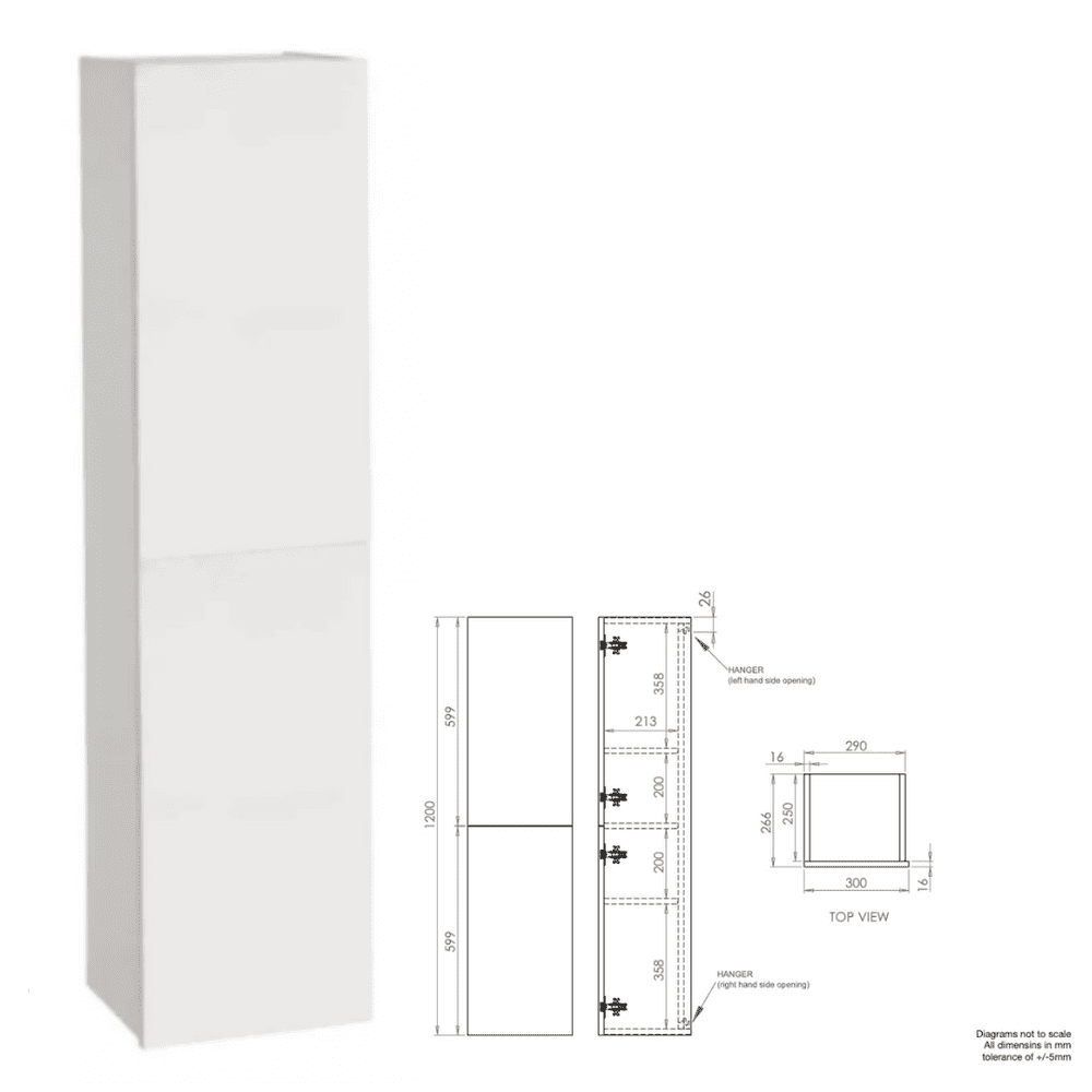 Roper Rhodes R2 Type Wall Column 300wx1200hx265d Gloss White - Model ...