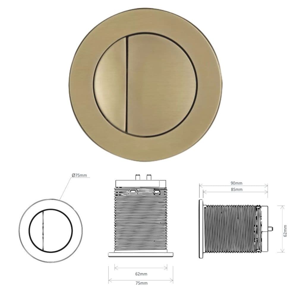 Roper Rhodes Round Dual Flush Button - Brushed Brass - Model TR9034