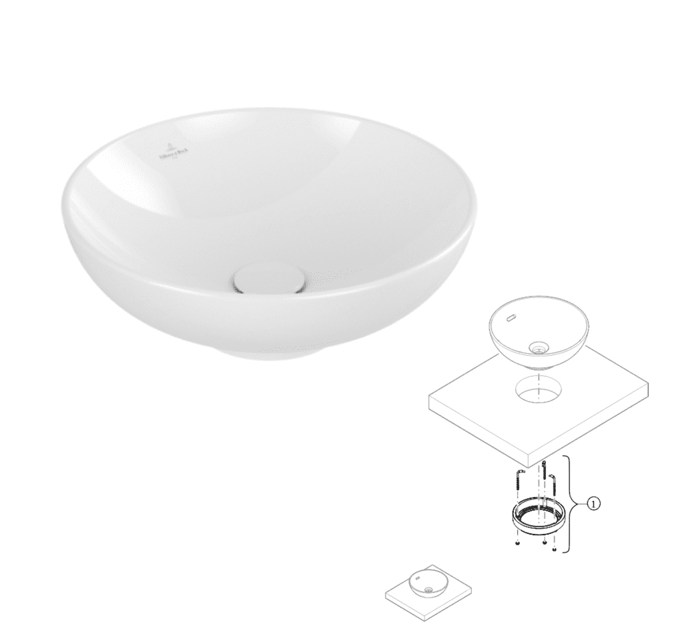 V & B Loop 420mm Round Surface Mounted Basin - No Taphole - Model 4A460001
