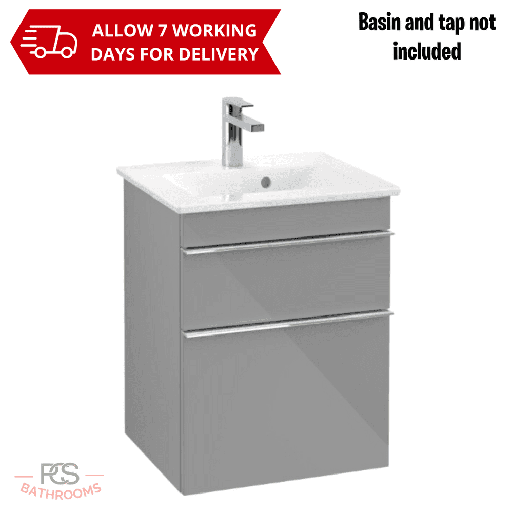 V&B Venticello Vanity unit 500X420 Glossy Grey - 2 drawer - A922 01 FP