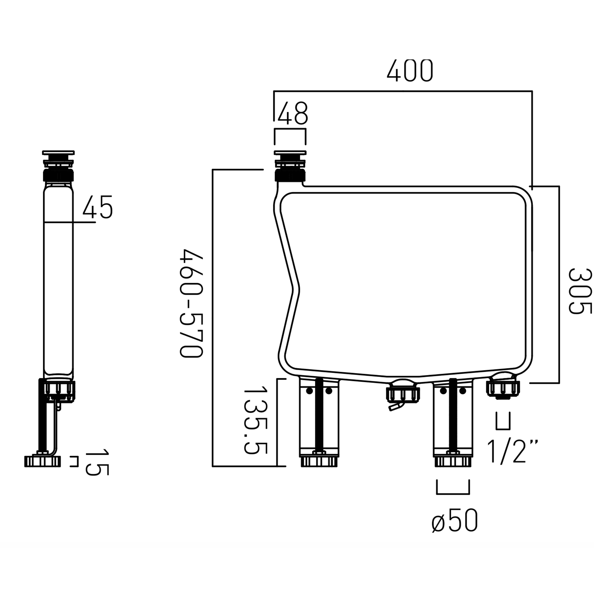 Vado Capsule Deck Mounted Kit For Handshower - Model Number NOT-CAPSULE-C/P