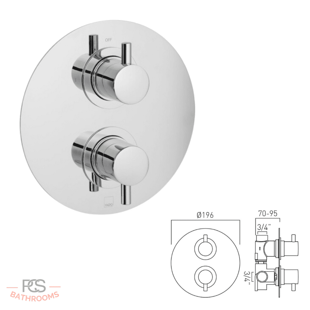 Vado Celsius Round Single 1 Outlet Two Handle Thermostatic Valve Model ...