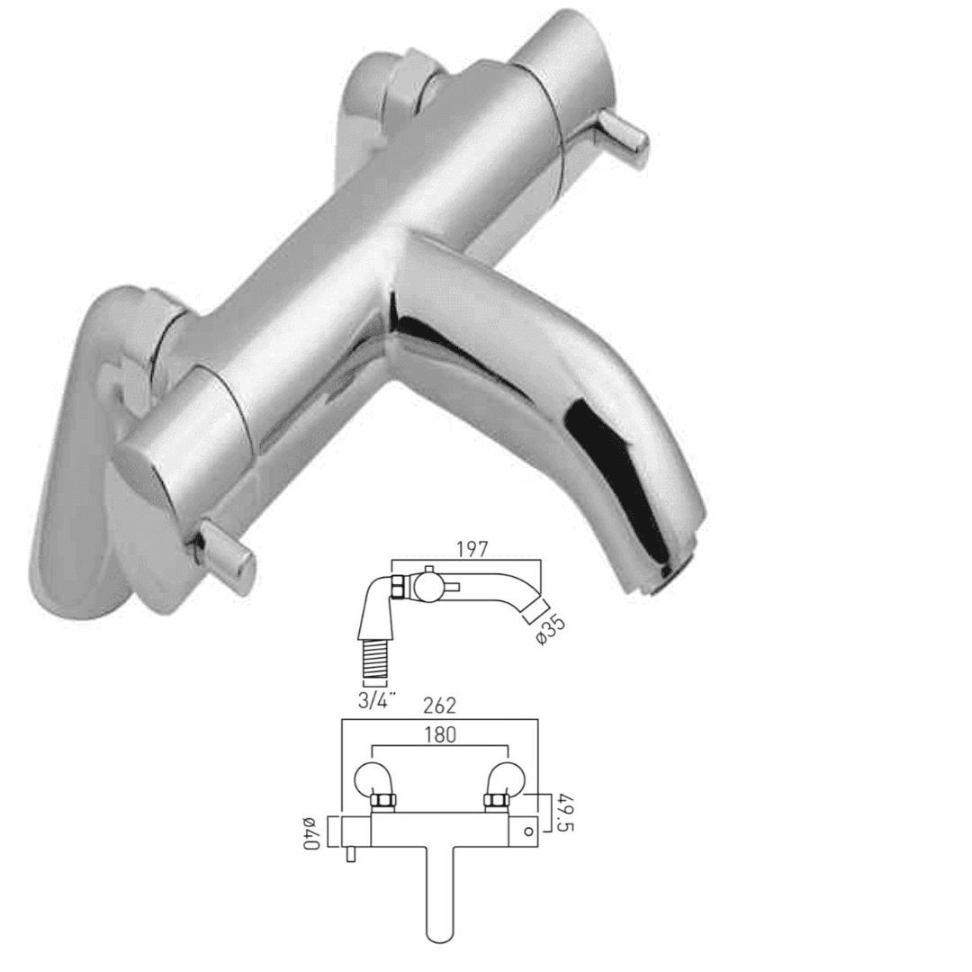 Vado Celsius Thermostatic Pillar Mounted Bath Filler - Model CEL-134T-C/P