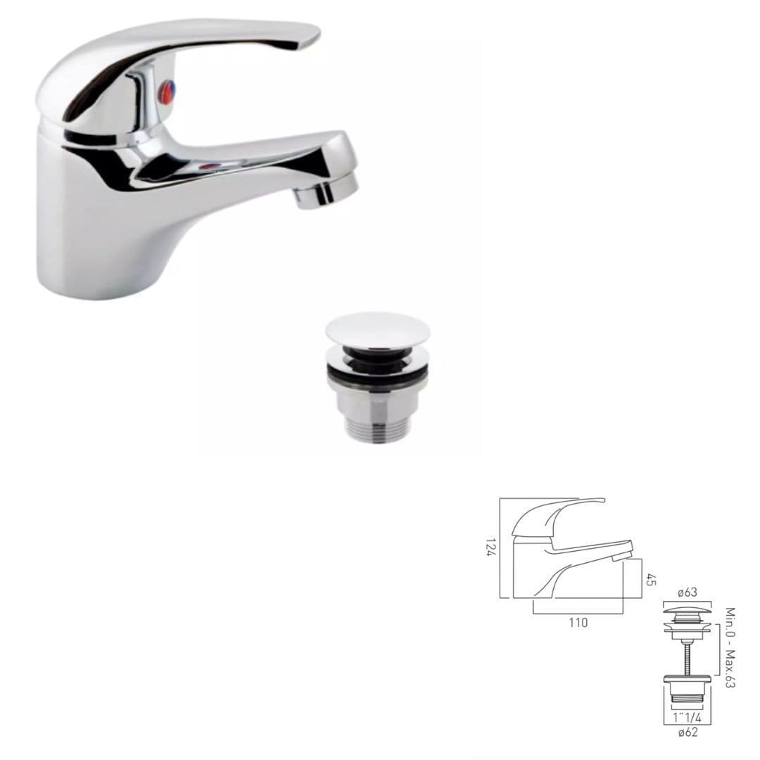 Vado Matrix Basin Mono Mixer Inc Click Clack Waste & 5L Flow Reg - MAT ...