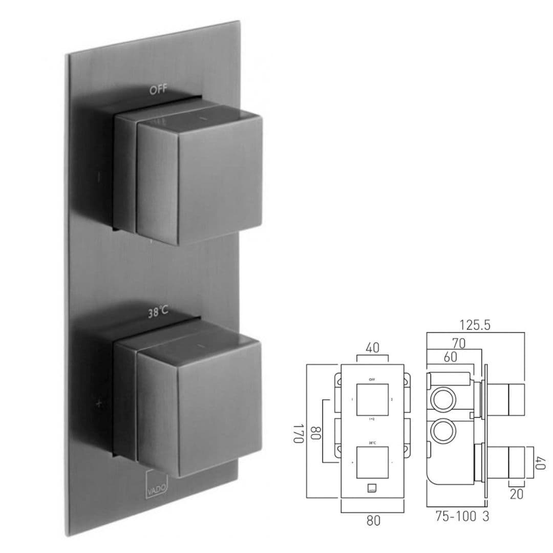 Vado Notion Concealed Thermostatic 2 Handle 2 Outlet Tablet Valve ...