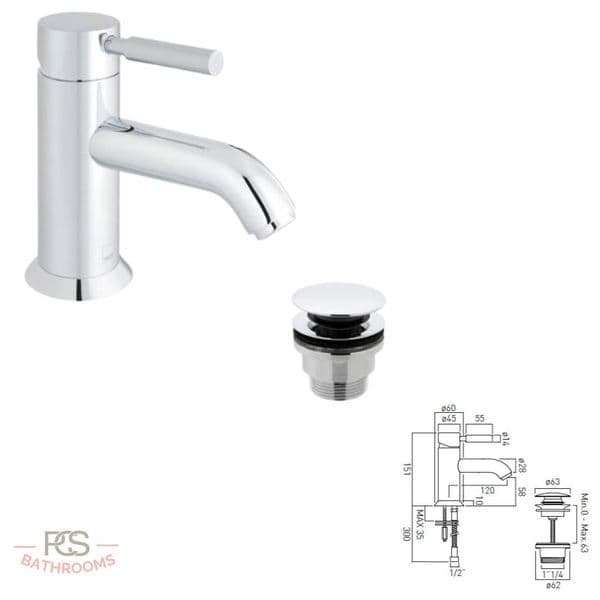 Vado V Origins Single Lever Basin Mixer - Model ORI-100/CC-C/P