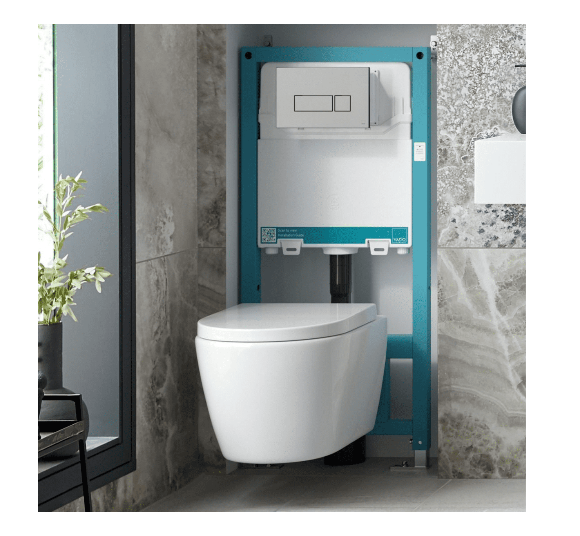 Vado Wall-Hung WC Frame with Concealed Cistern Dual Flush 1135 mm Model ...