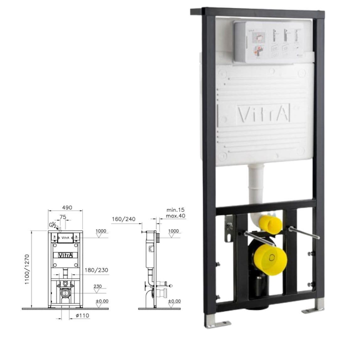 Vitra Frame Front Operated Dual Flush Concealed Cistern - 12 cm - Model ...