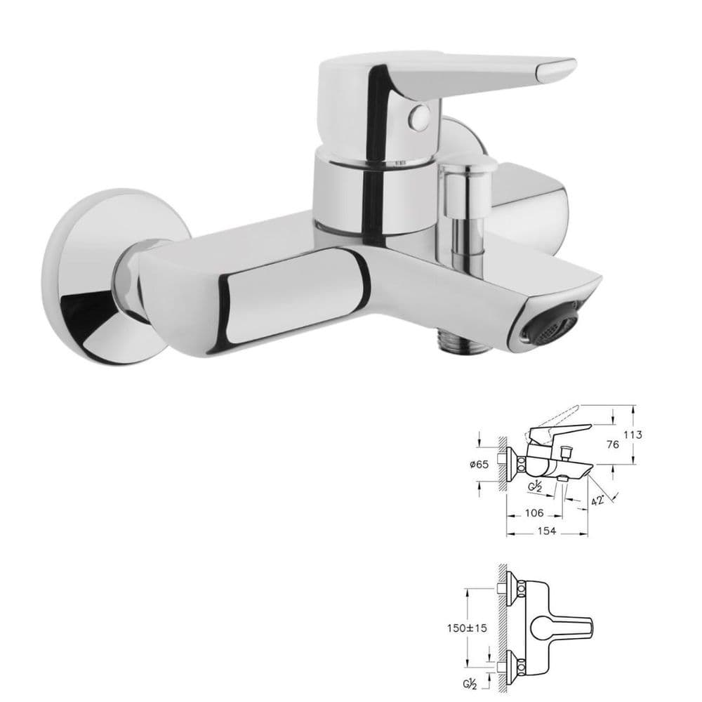 Vitra Wall Mounted - Solid S Bath/Shower Mixer - Model A42444VUK