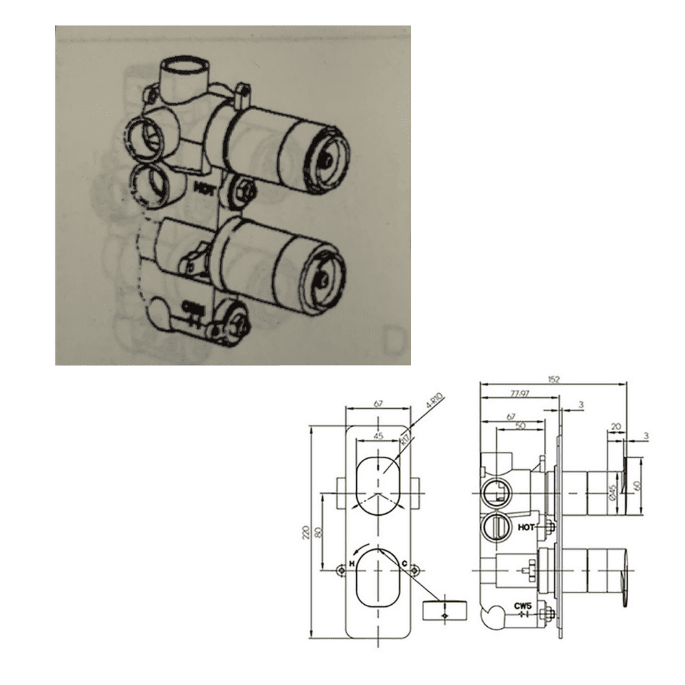 WAS 175 - Crosswater Thermostatic Shower Valve - No Levers Or Backplate ...