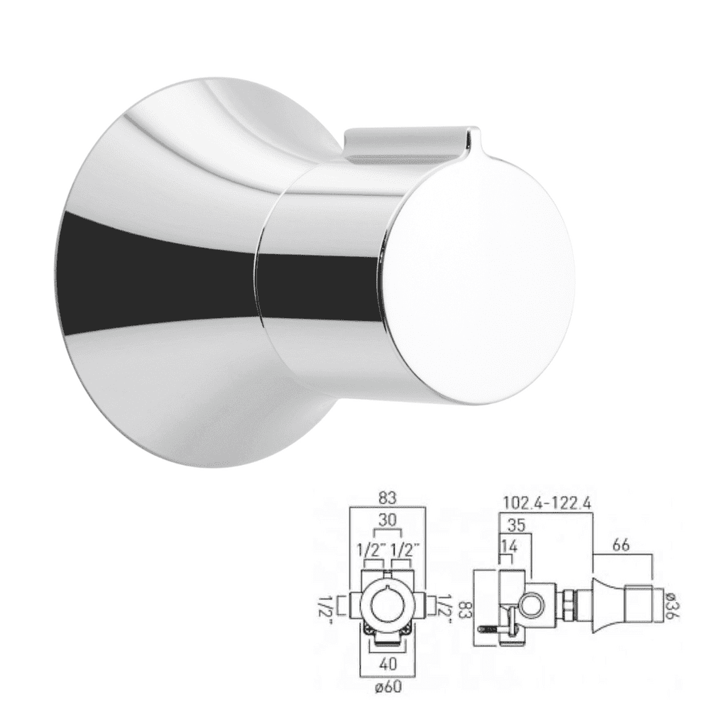 WAS 39 99 Vado Altitude Concealed Diverter Valve In Chrome - Model ALT ...