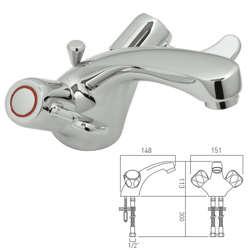 WAS 40 - Vado Astra Mono Basin Mixer In Chrome With 3 l/m Flow ...