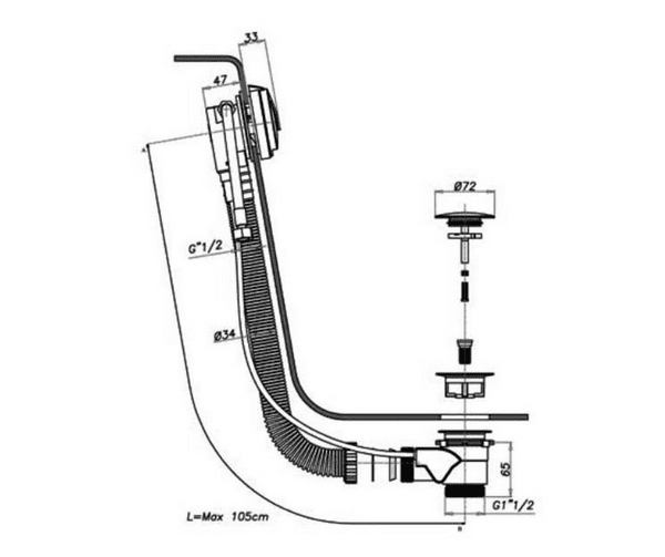 WAS 84 99 Just Taps Florentine Slimline Exofil With Built In Pop Up ...