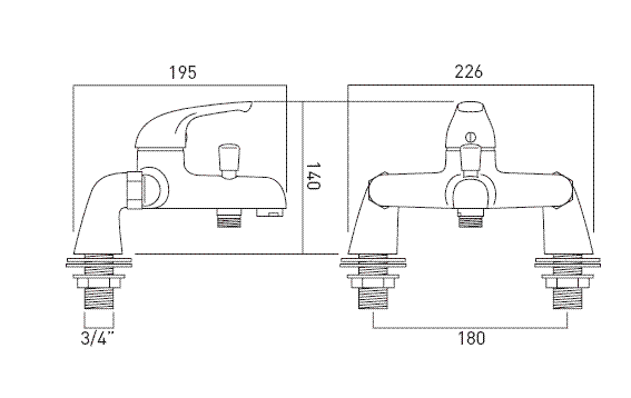 WAS 89 97 - Vado Matrix Bath Shower Mixer With Shower Kit - Model MAT ...
