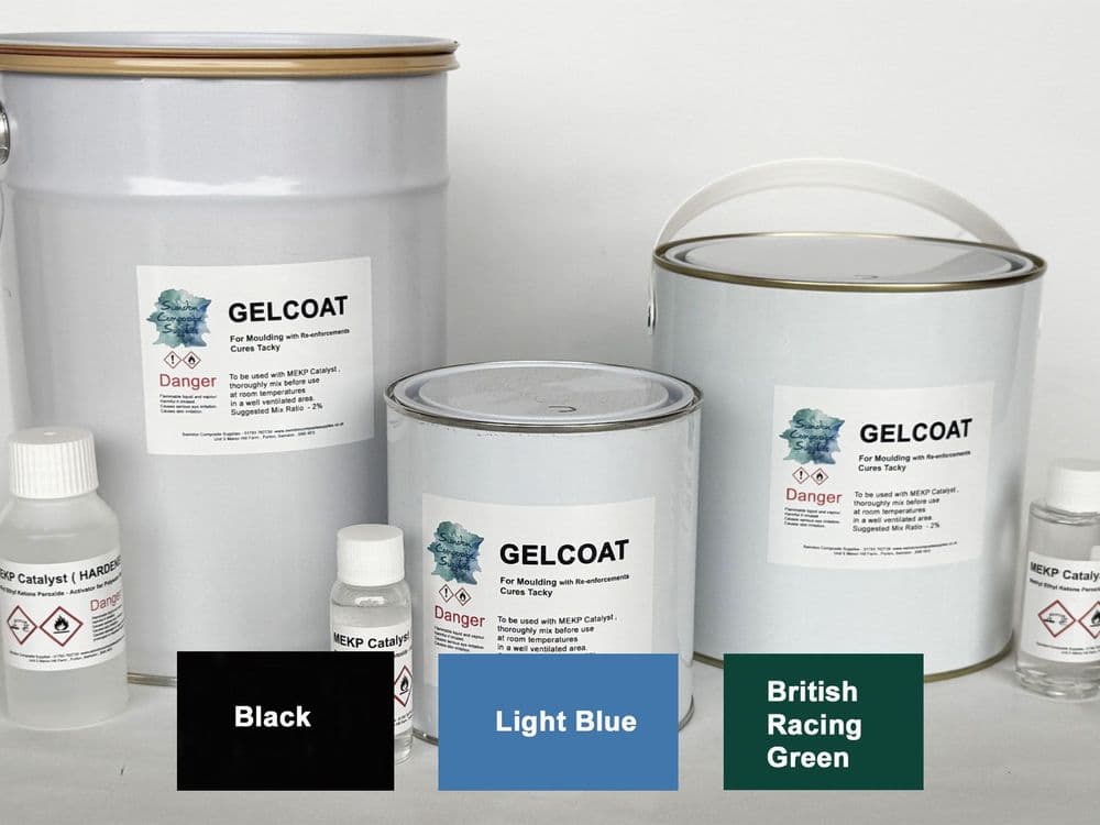 Gelcoat For Moulding - GREEN BLACK & LIGHT BLUE - Choose Size