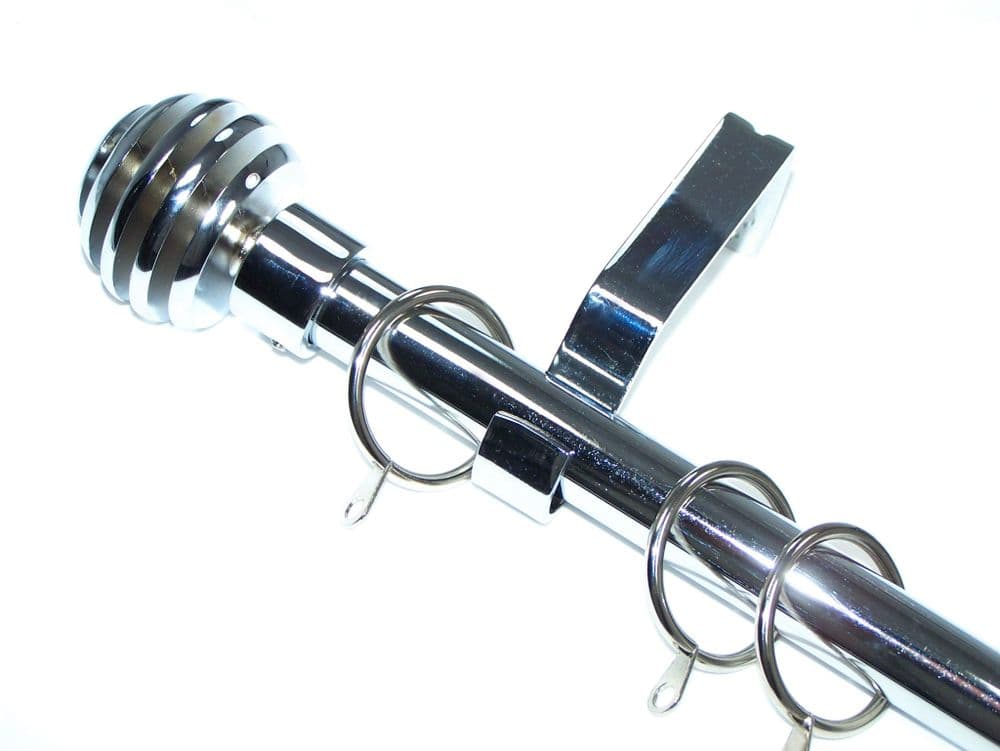 16/19mm Chrome Extendable Curtain Pole with Sliced Globe Finials 1 2m ...