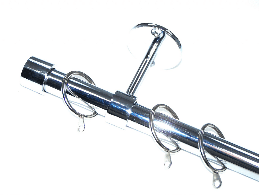 16/19mm Chrome Extending Ceiling Curtain Pole with End Cap Finials 1 2m ...