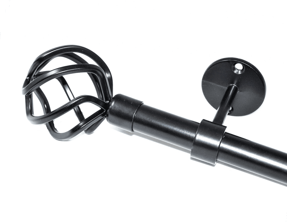 16/19mm Matt Black Extendable Eyelet Ceiling Curtain Pole System ...