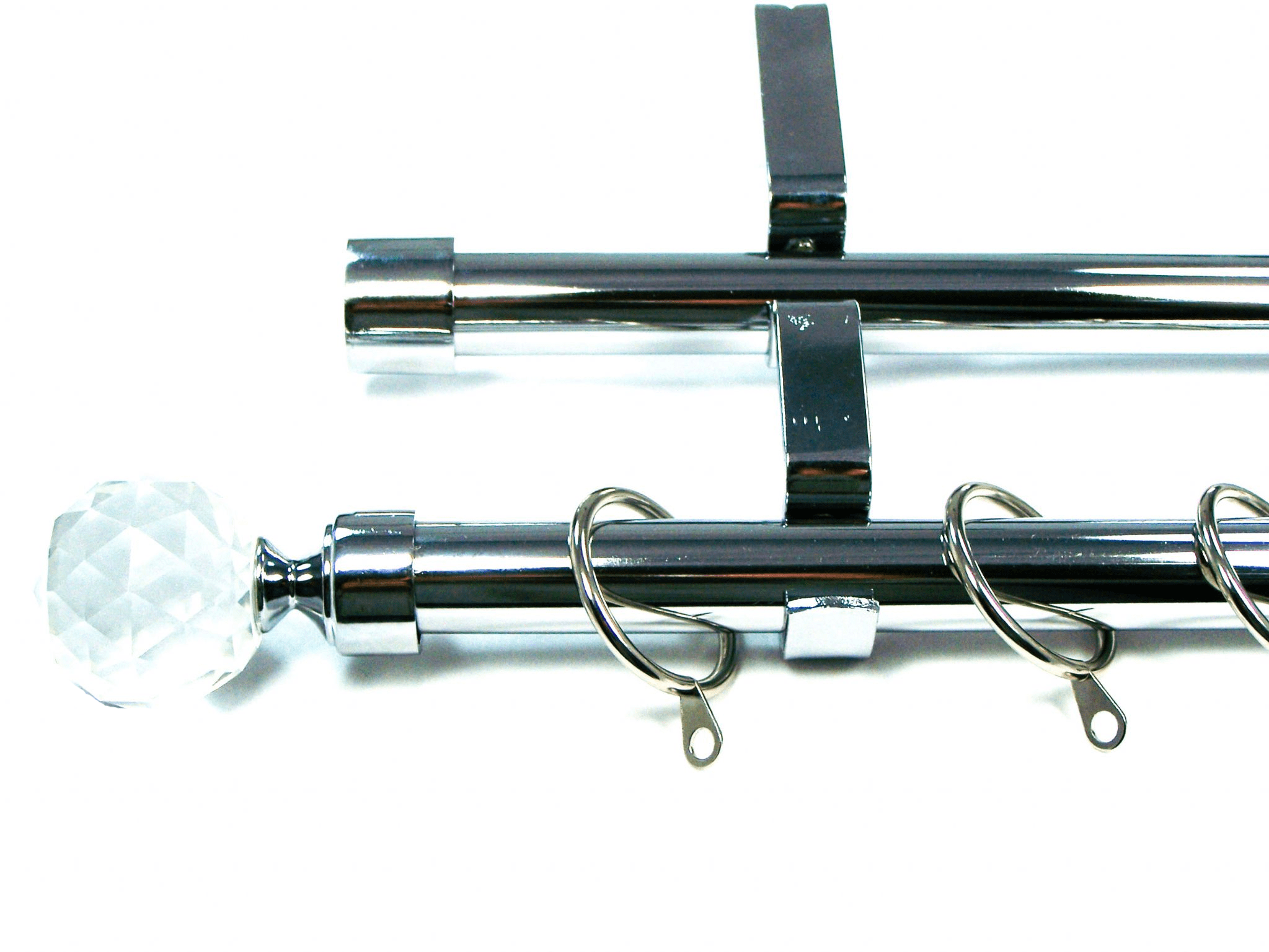 19/19mm Double Layer Chrome Curtain Pole Crystal Ball Finials