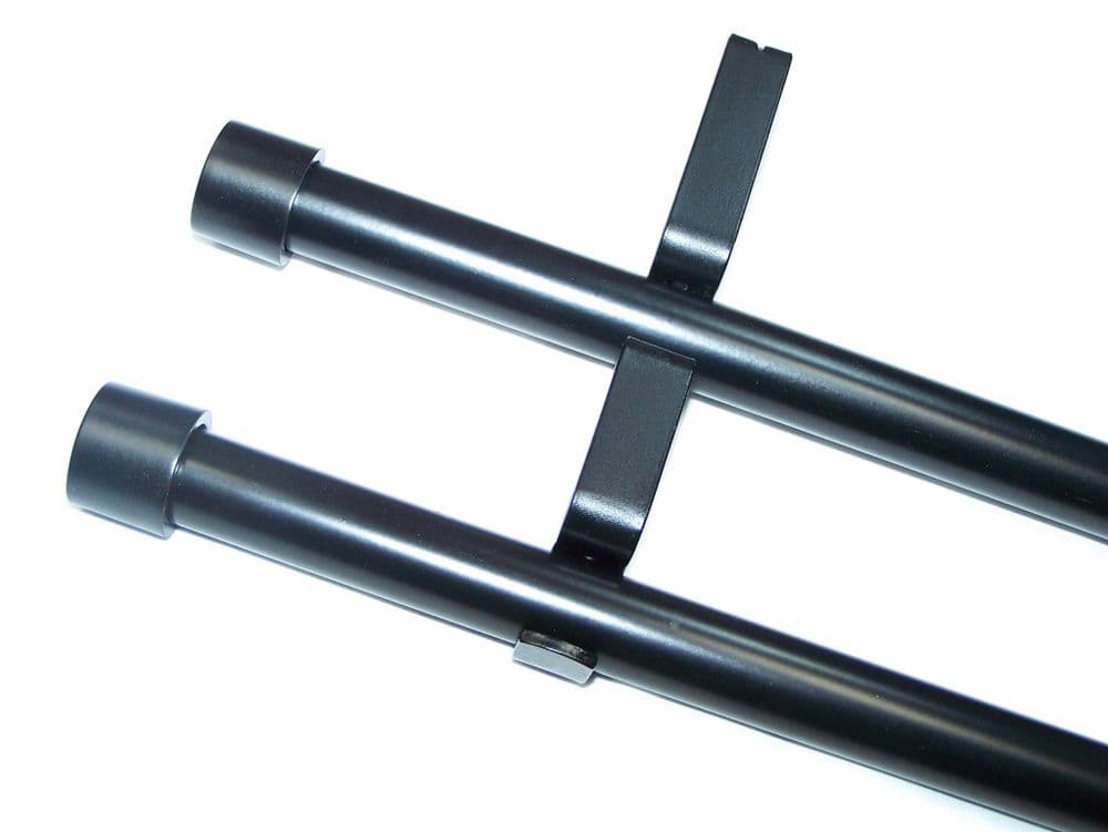 19/19mm Double Layer Matt Black Eyelet Curtain Pole End Cap Finials