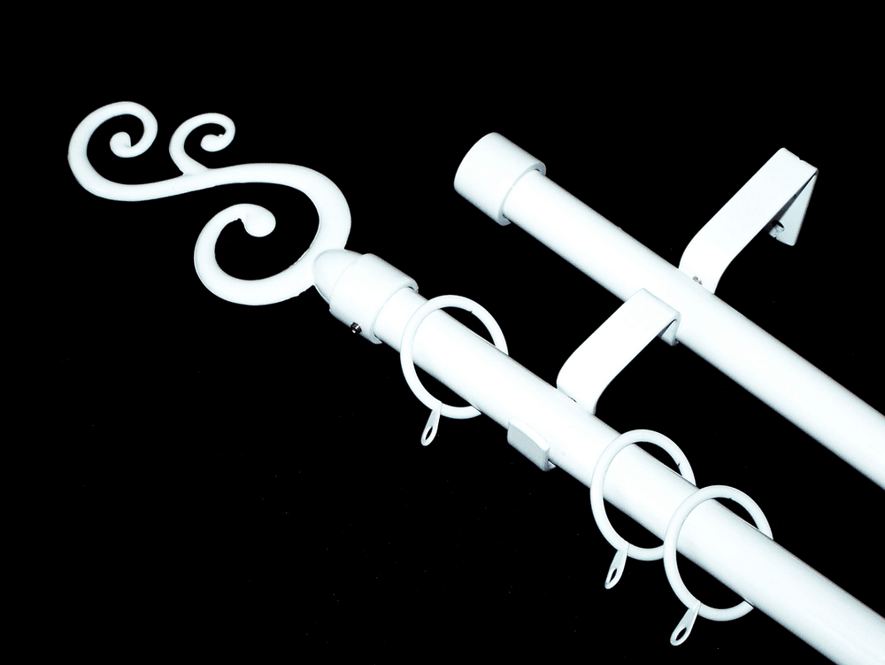 19/19mm Double White Extendable Pole Swirl Finials 1 2m - 2 1m