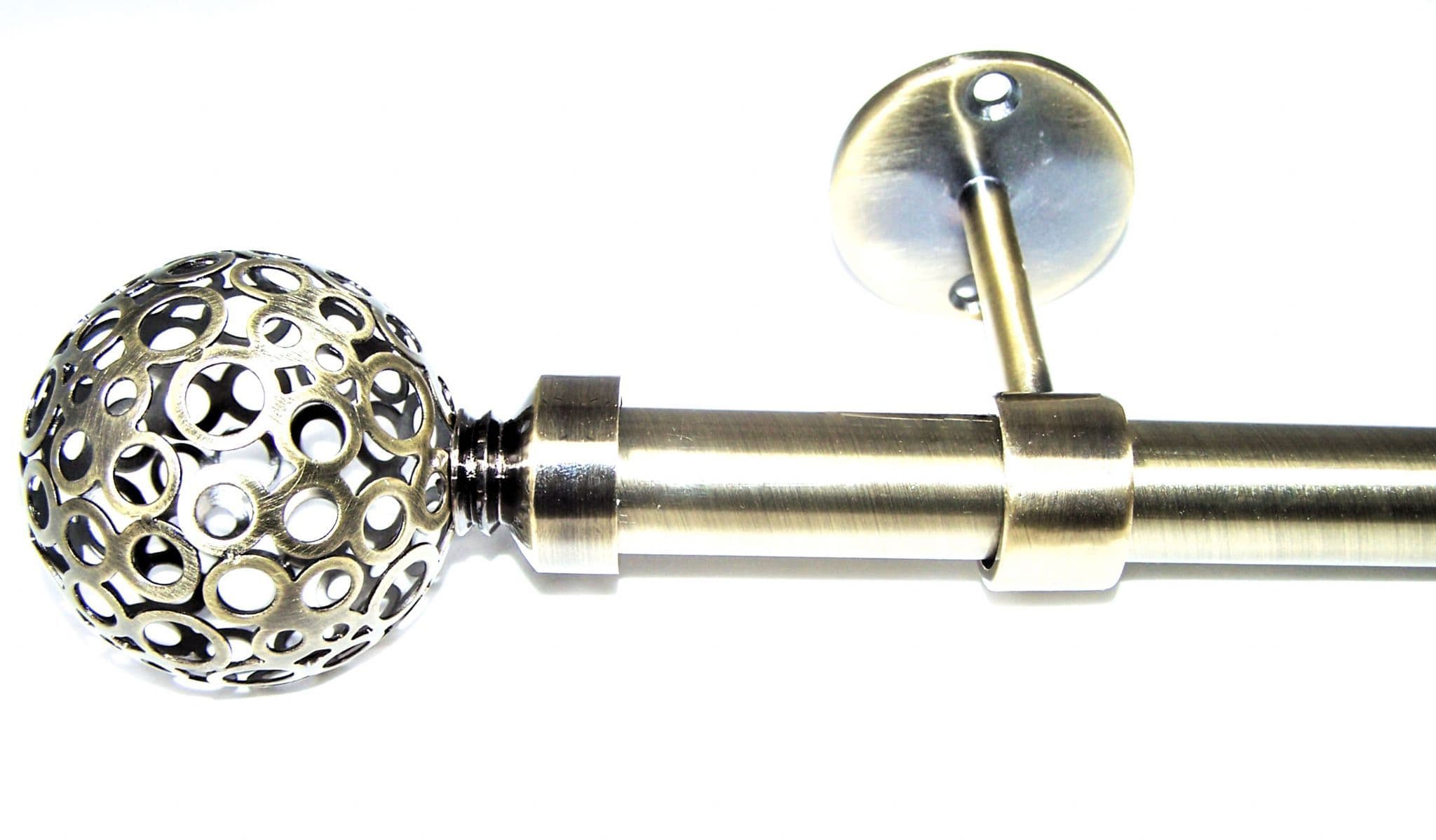 19mm Antique Brass Ceiling Eyelet Curtain Pole Circle Ball Finials