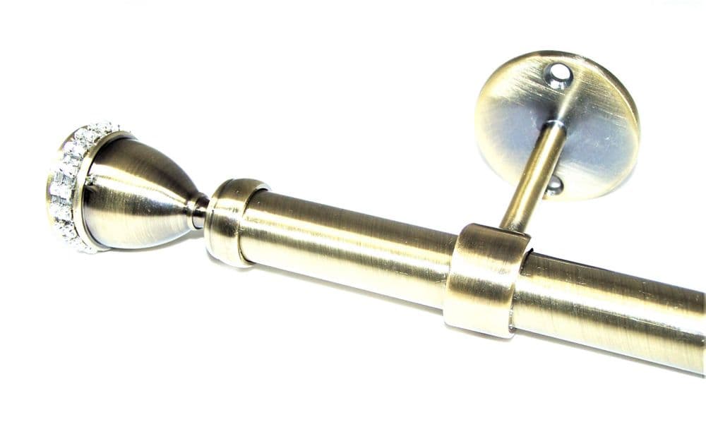 19mm Antique Brass Ceiling Eyelet Curtain Pole Diamante Trophy Finials