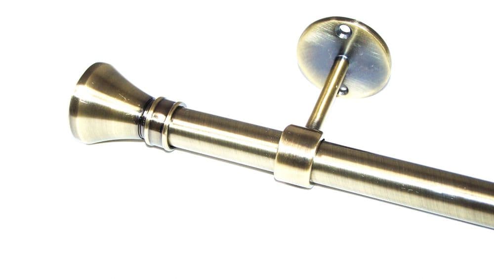 19mm Antique Brass Ceiling Eyelet Curtain Pole Hammerhead Finials