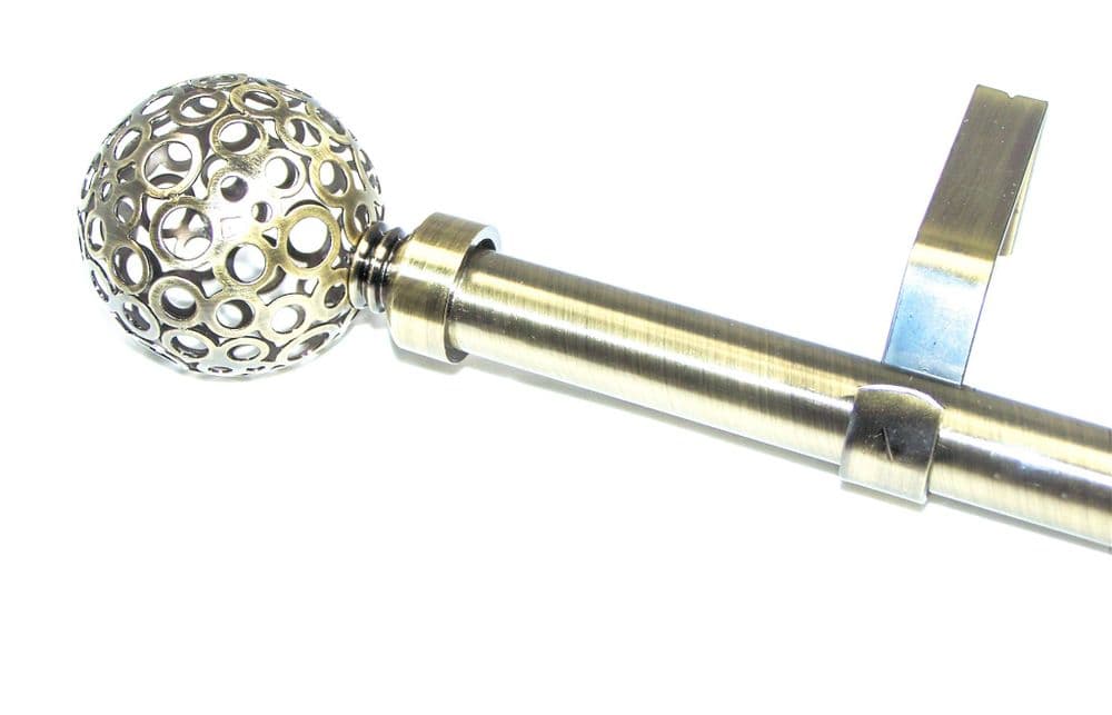 19mm Antique Brass Eyelet Curtain Pole Circle Ball Finials