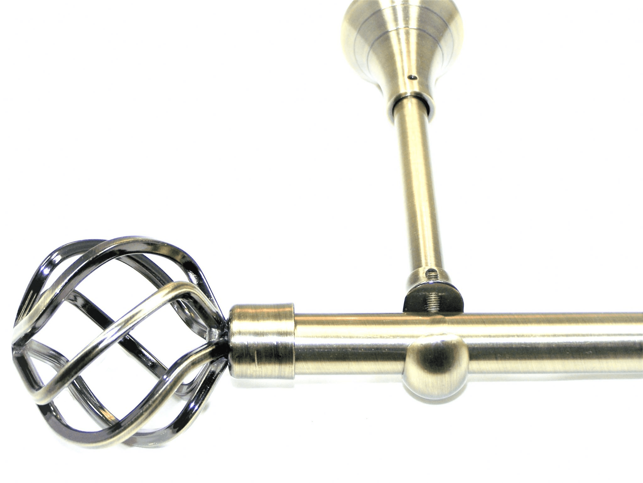 19mm Antique Brass Eyelet Designer Extra Deep Pole Twisted Cage Finials