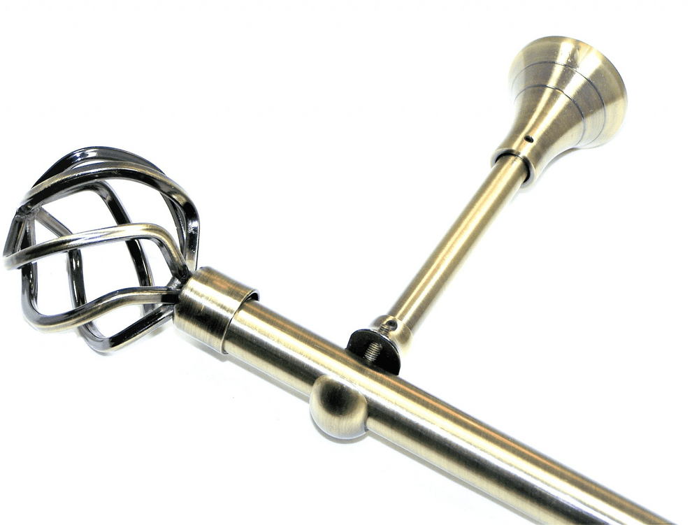 19mm Antique Brass Eyelet Designer Extra Deep Pole Twisted Cage Finials